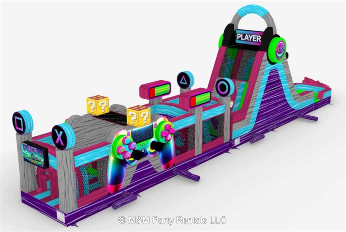 "The Glitch" - 66ft Dual Lane Obstacle Course and 21ft High Dual Slide ...