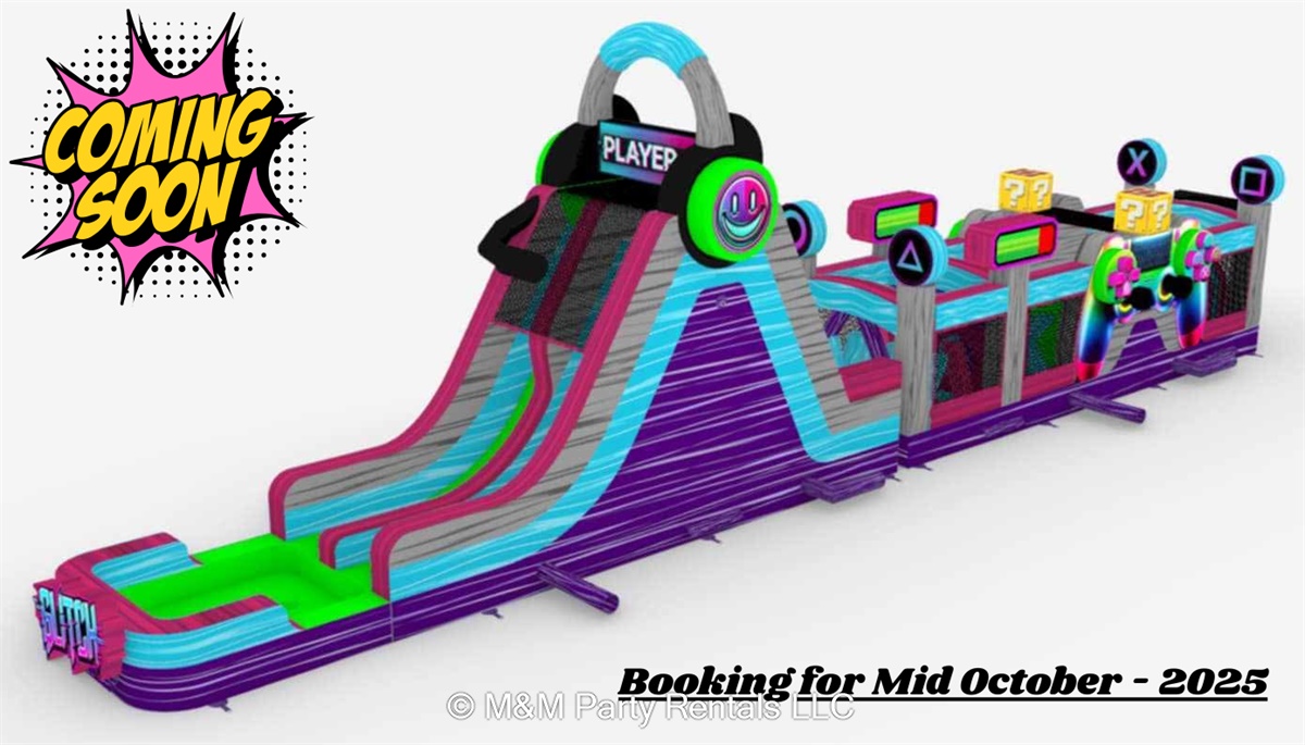 "The Glitch" - 66ft Dual Lane Obstacle Course and 21ft High Dual Slide ...